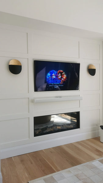 Living Room Gallery - Mike's Media & Fireplace Wall – Inde-Art Design House